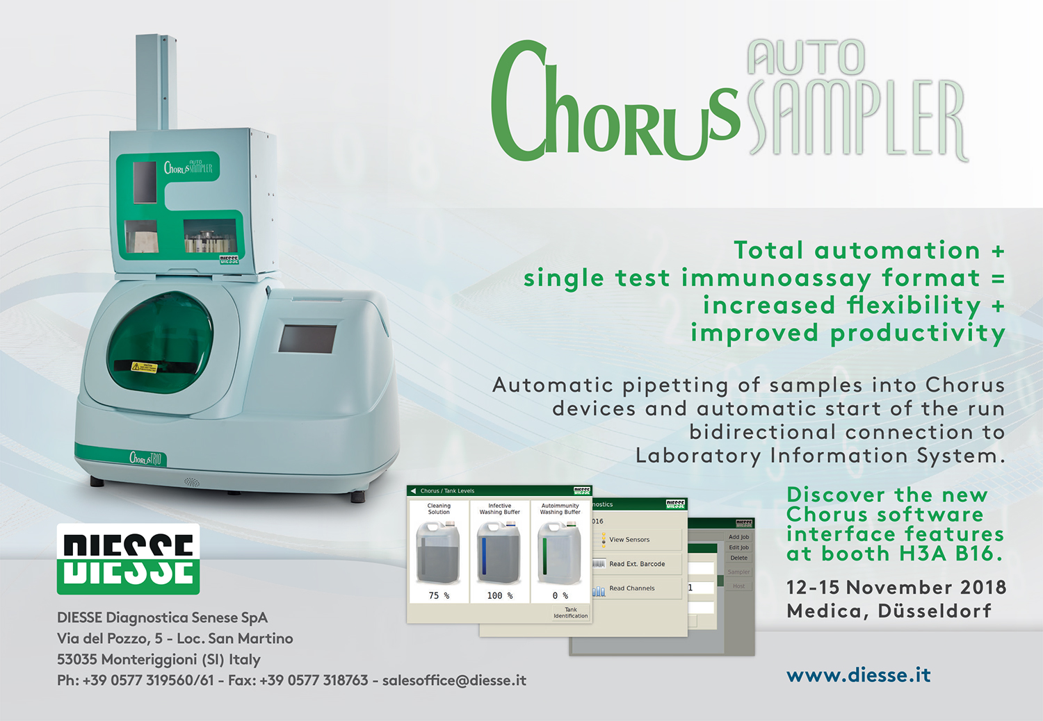 Chorus auto sampler - Clinical Laboratory int.