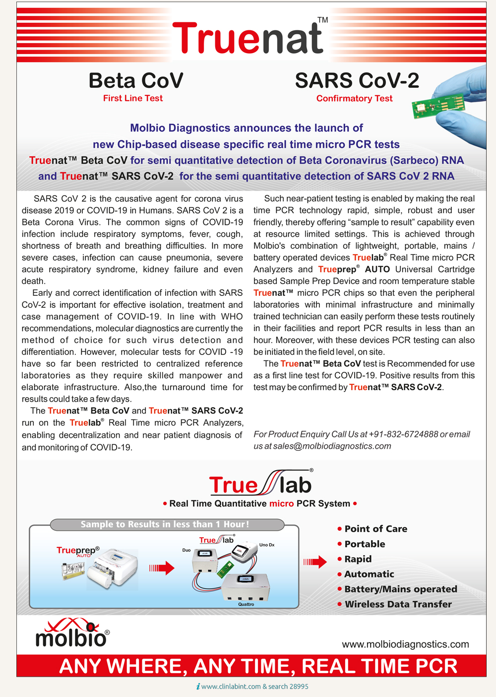 Molbio Diagnostics announces the launch of new Chip-based disease ...