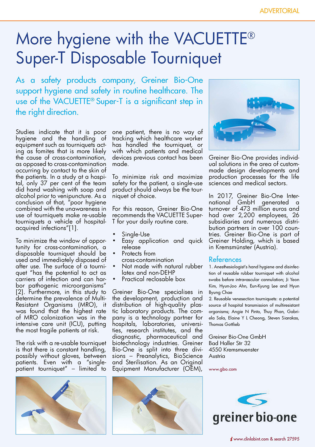 More hygiene with the VACUETTE® Super-T Disposable Tourniquet ...