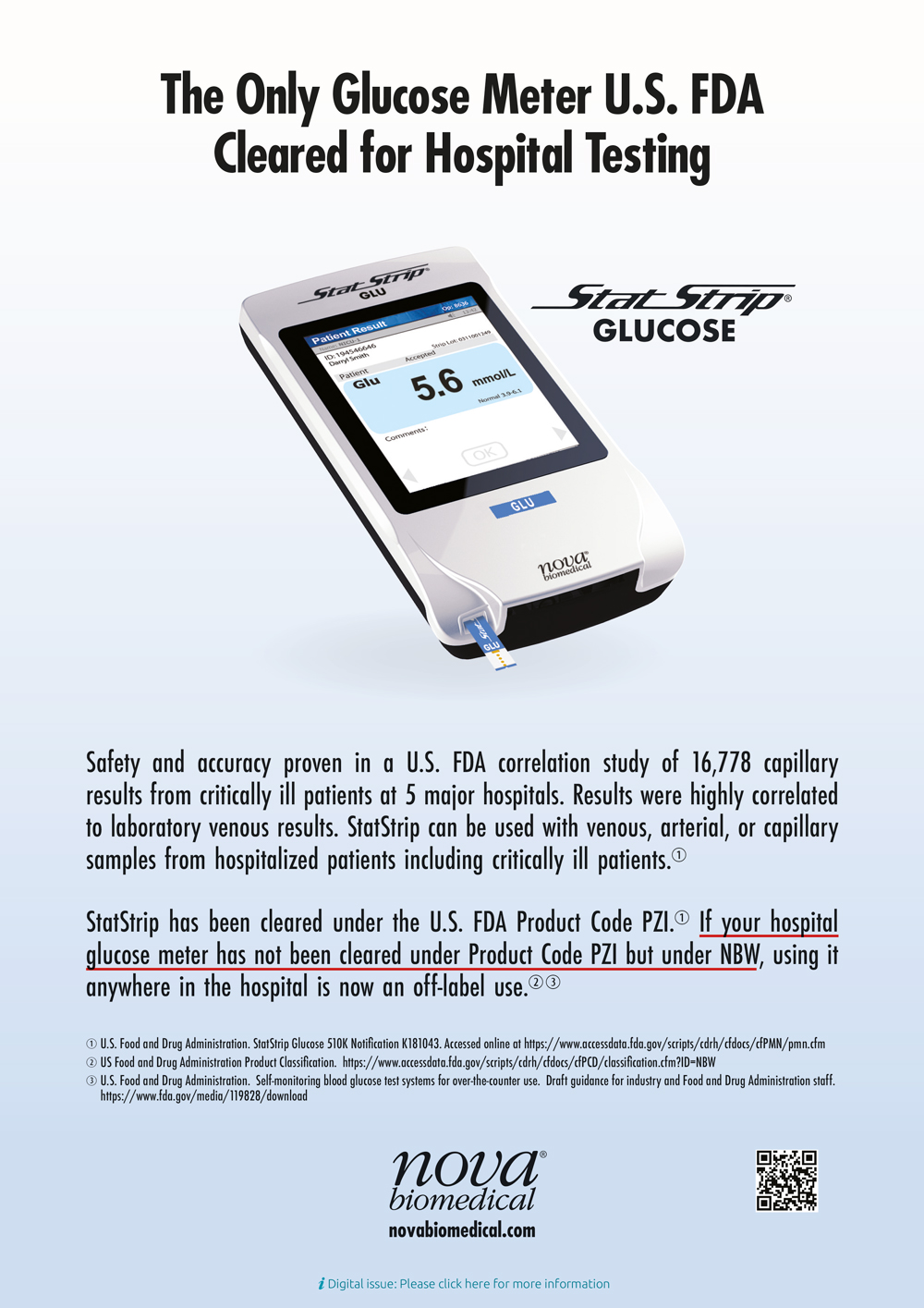 The Only Glucose Meter U.S. FDA Cleared for Hospital Testing - Clinical ...