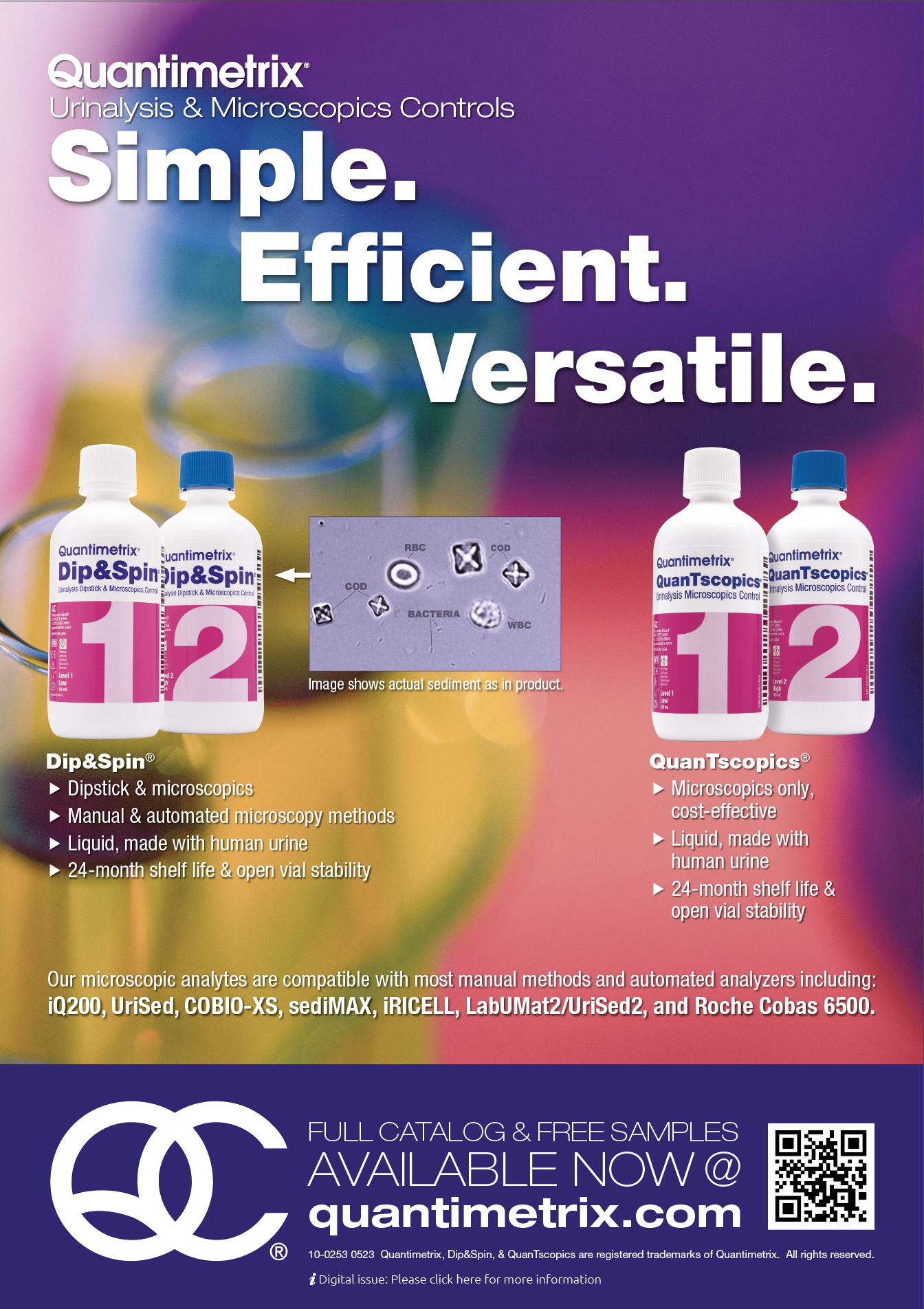Quantimetrix Urinalysis & Microscopics Controls - Clinical Laboratory int.