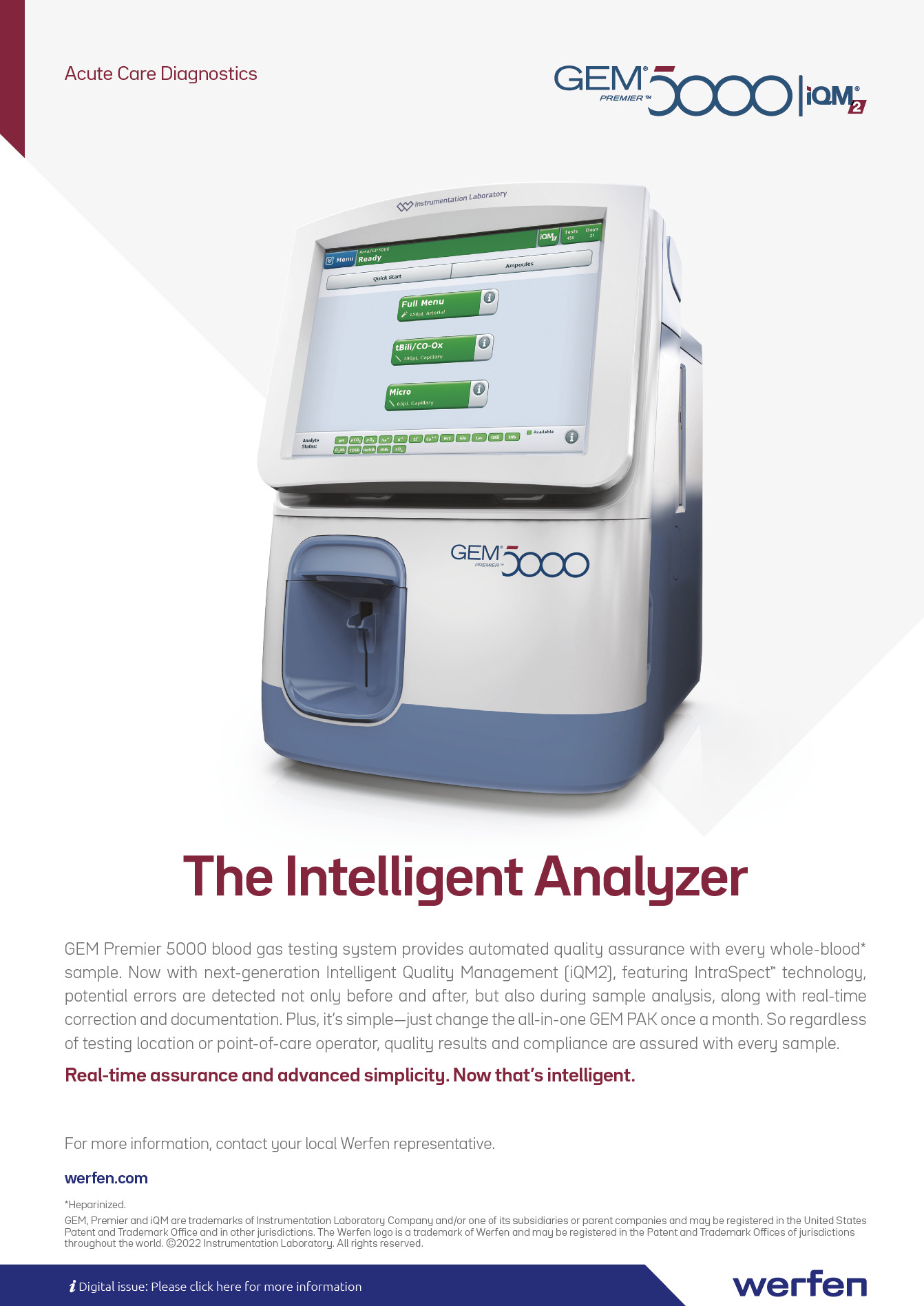 GEM premier 5000 | The Intelligent Analyzer - Clinical Laboratory int.