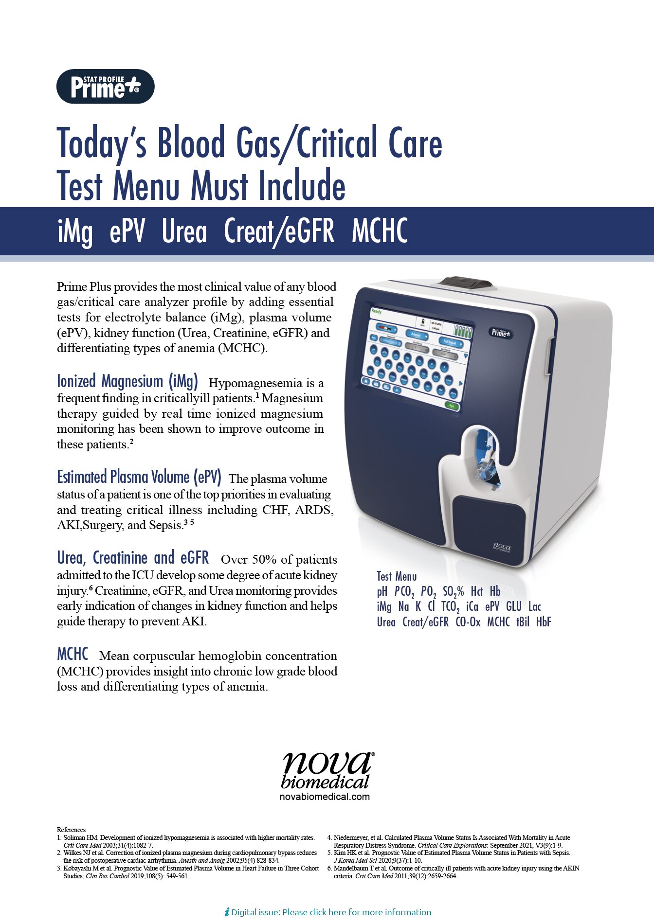NOVA biomedical | Today’s Blood Gas/Critical Care Test Menu Must ...