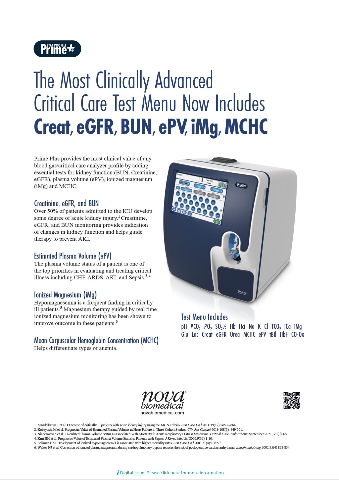 The Most Clinically Advanced Critical Care Test Menu Now Includes Creat ...