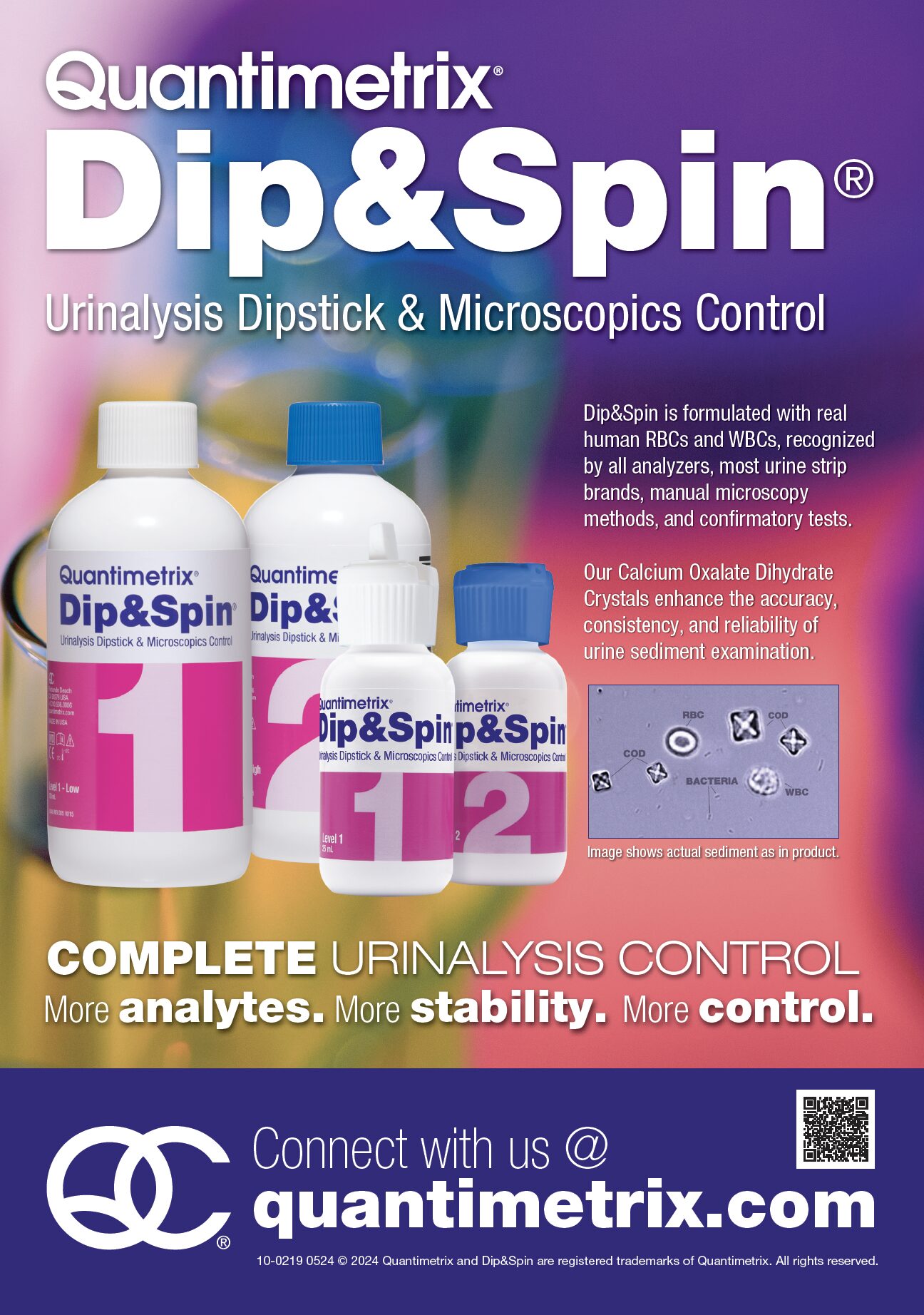 Quantimetrix Dip&Spin® Urinalysis Dipstick & Microscopics Control ...
